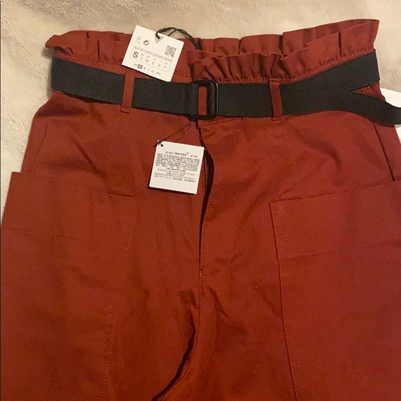 Zara | Pants & Jumpsuits | Zara Rust Colored Flare Pants With Belt ...